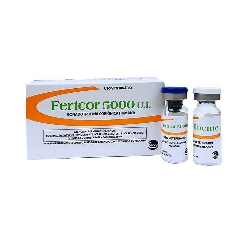 Fertcor Hcg 5000 UI Kit Com 2 Ampolas + 2 Diluentes - Ceva - Kajavet ...