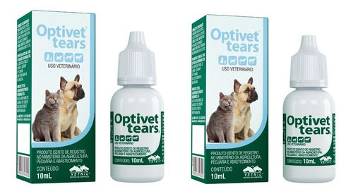 Colírio Optivet Tears 10 Ml - Vetnil - ( Cx. C/2 Frs) - Kajavet Farmácia Veterinária