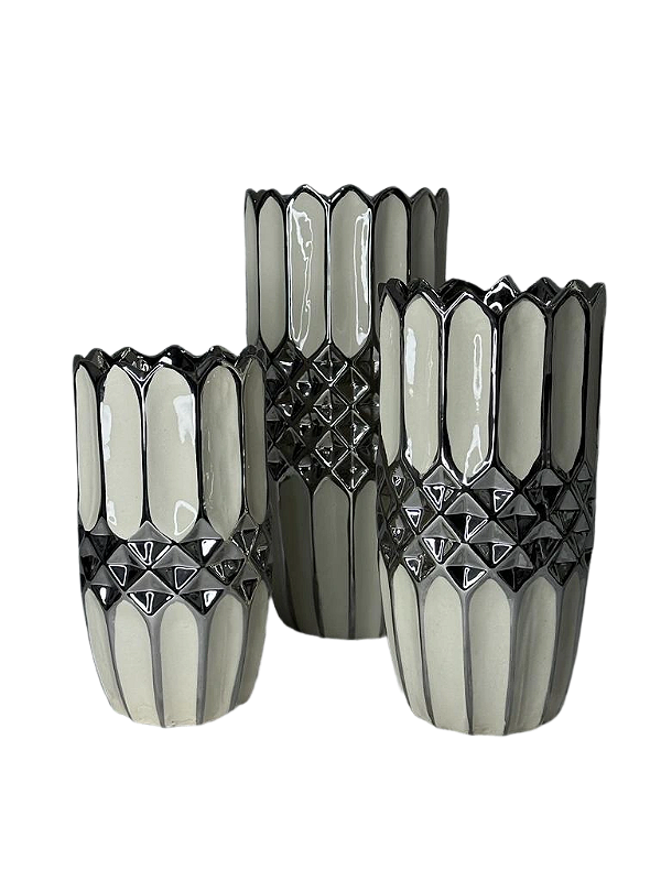 VASO CROMADO OFF WHITE G - La Bella Decor