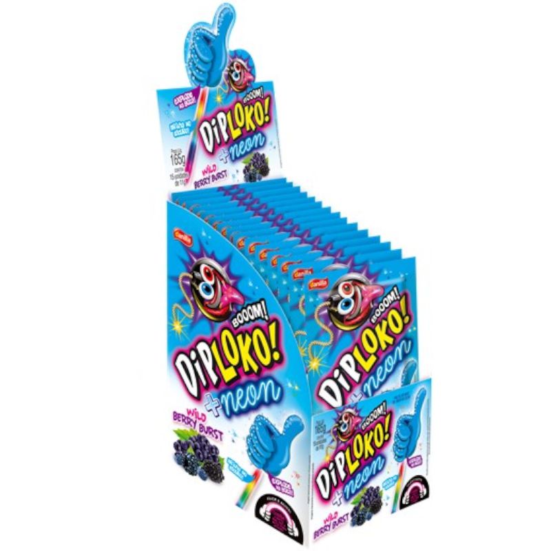 PIRULITO EXPLOSIVO DIP LOKO BOOM BERRY BURST NEON - COM 15 UNIDADES DE ...