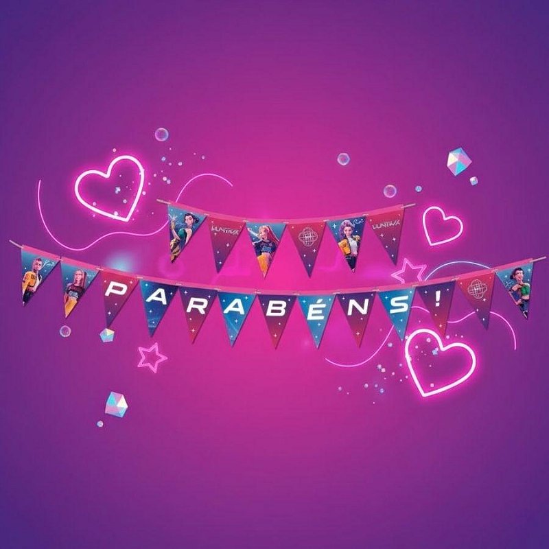 FAIXA DECORATIVA "PARABÉNS" - GUERREIRAS DO K-POP - 2,7M - 1 UNIDADE ...
