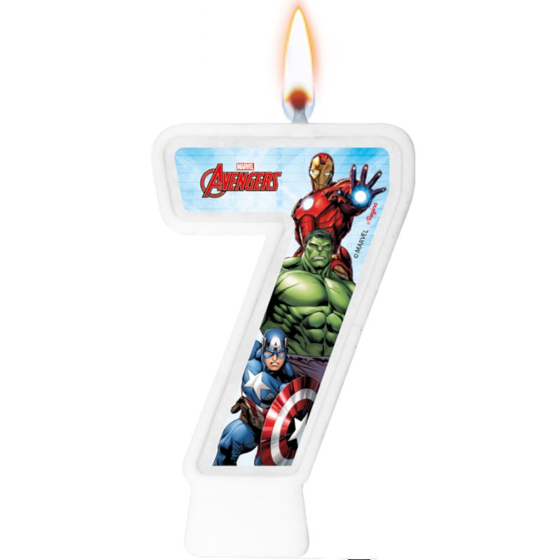 VELA DE ANIVERSÁRIO NUMERAL AVENGERS ANIMATED NUMERO "7" - 01 UNIDADE ...