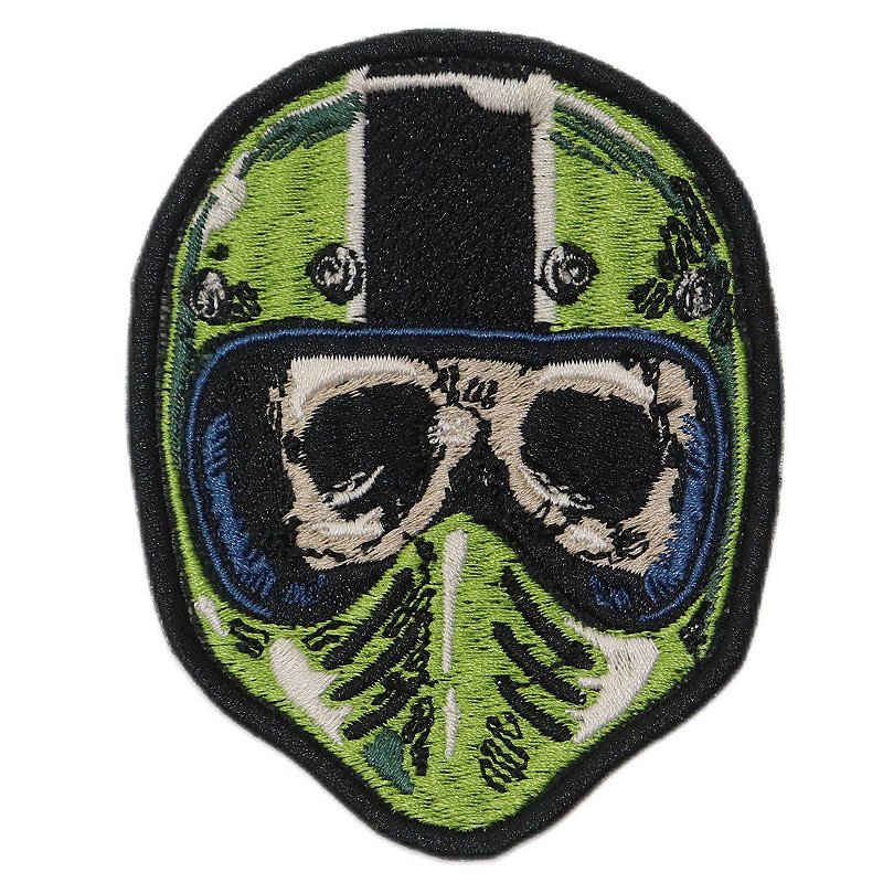 Patch Bordado Caveira Capacete Motocross 9x9cm - Route Shirts