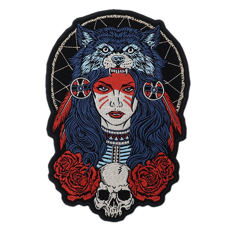 Patch Bordado Índia Lobo 29x20cm - Route Shirts