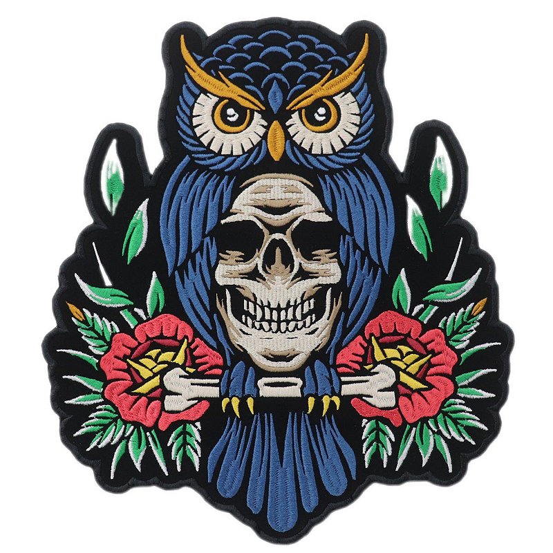 Patch Bordado Coruja Caveira 27x24cm - Route Shirts