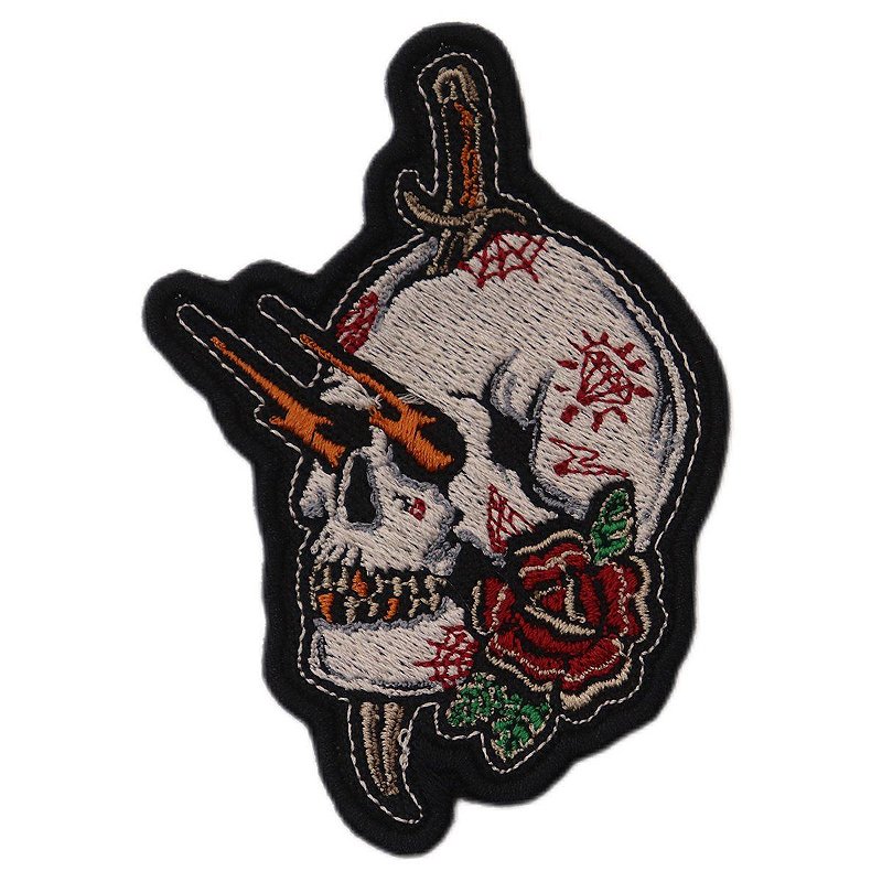 Patch Bordado Caveira Tattoo 9x7cm - Route Shirts