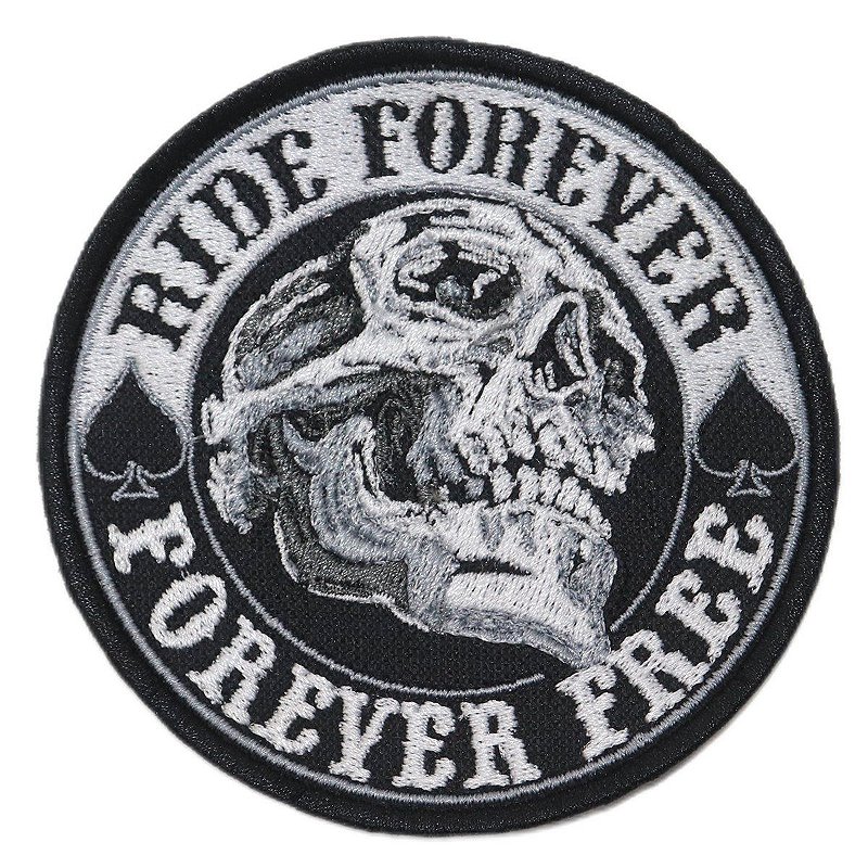 Patch Bordado Caveira Ride Forever 9x9cm - Route Shirts