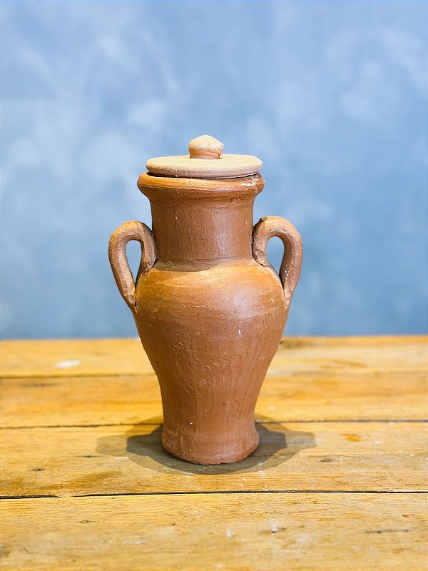 Quartinha de Barro c/ Asa envernizada - 17cm - Chamado de Fé