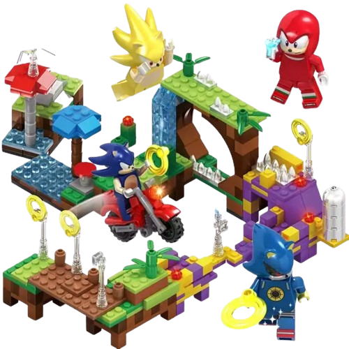Blocos de Montar Sonic The Hedgehog Pack 4 em 1 - Cubo Nerd - O universo geek em um clique.