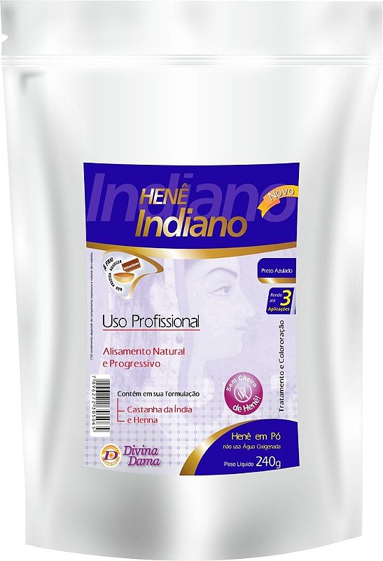 Indiano Henê Pó Preto Azulado - Divina Dama Cosméticos