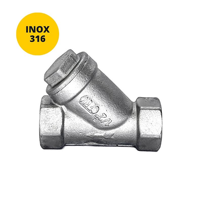 Filtro Y 1/2" BSP em aço inox 316 - Hambor Válvulas e Conexões