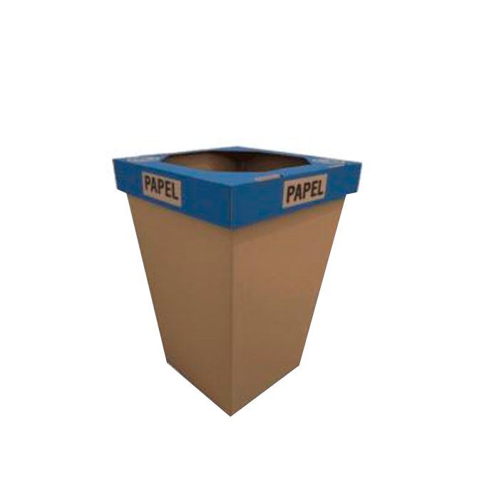 Lixeira de Papelão Ondulado Mod. G Azul/Papel 40x40x58 - CaixasGol