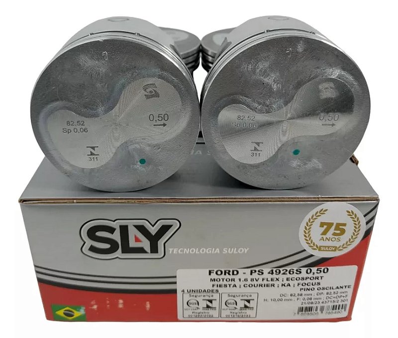 Jogo De Pistão Ford Zetec Rocam Ka/ Focus/ Fiesta/ Courier/ Ecosport 1.6 8v - STD - Loja do Motor