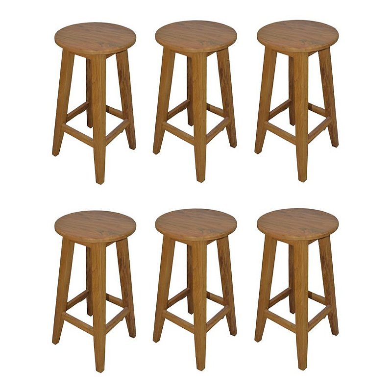 Kit com 6 Banquetas Rústica Uberaba em Madeira Maciça de Demolição ...