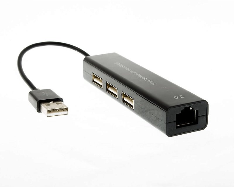 Adaptador Hub USB para Rede RJ45 Fast Ethernet - Canal Eletrônica