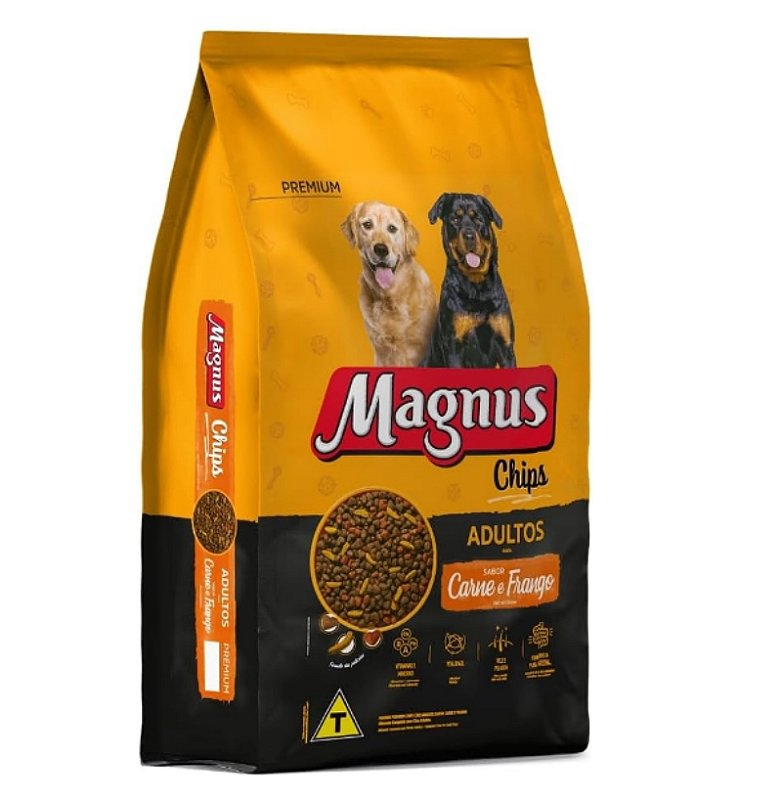 MAGNUS CHIPS CÃES ADULTOS - CARNE E FRANGO - Comercial Mundo Animal