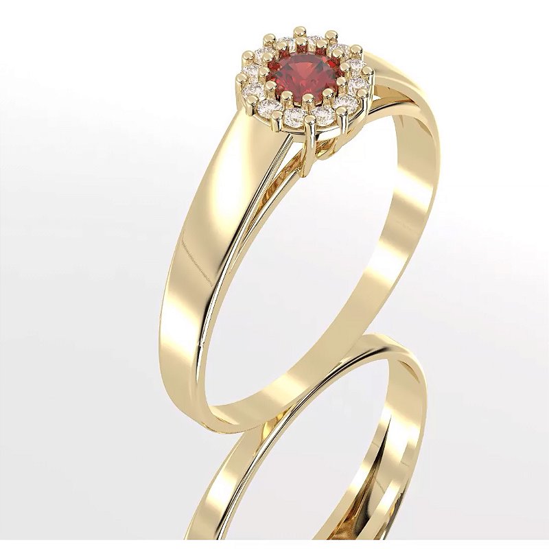 Anel Feminino Cravejado com Rubi e Brilhantes - Sterom Joalheria - www ...