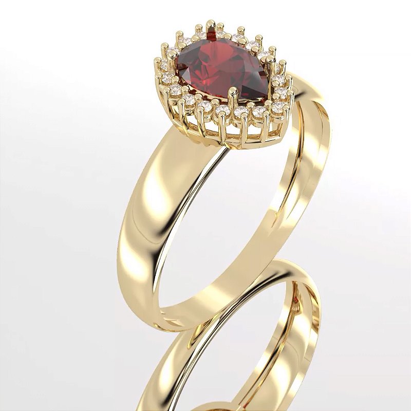 Anel de Formatura Kiss Cravejado com Rubi e Brilhantes - Sterom ...