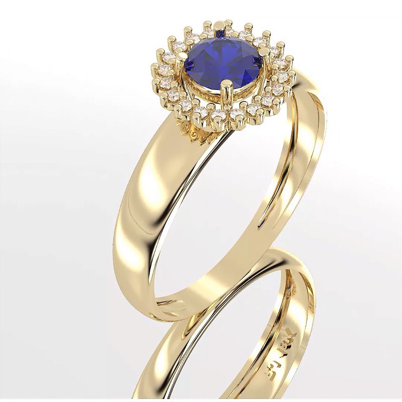 Anel de Formatura Sunny Cravejado com Safira e Brilhantes - Sterom ...