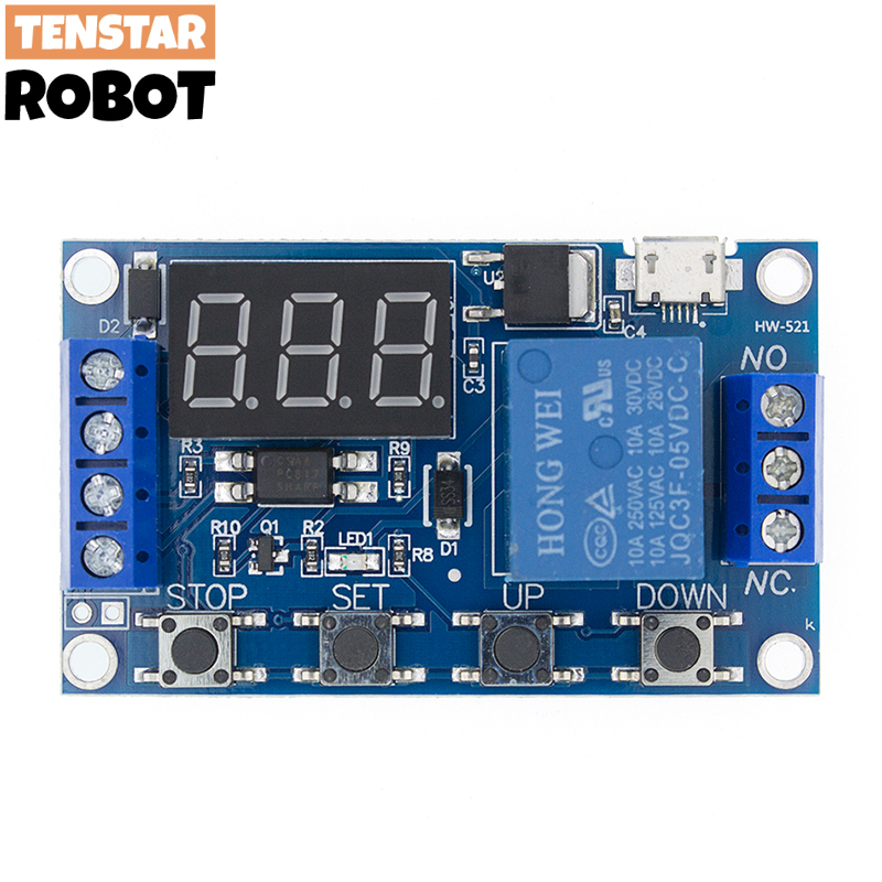 Módulo Relé com Temporizador 6–30V – Disparo Automático, Atraso e Ciclo Ajustável, Modelo 828 ...