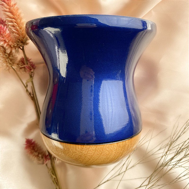 Cuia de Chimarrão Azul Marinho Madeira Imbuia - Laço Velho