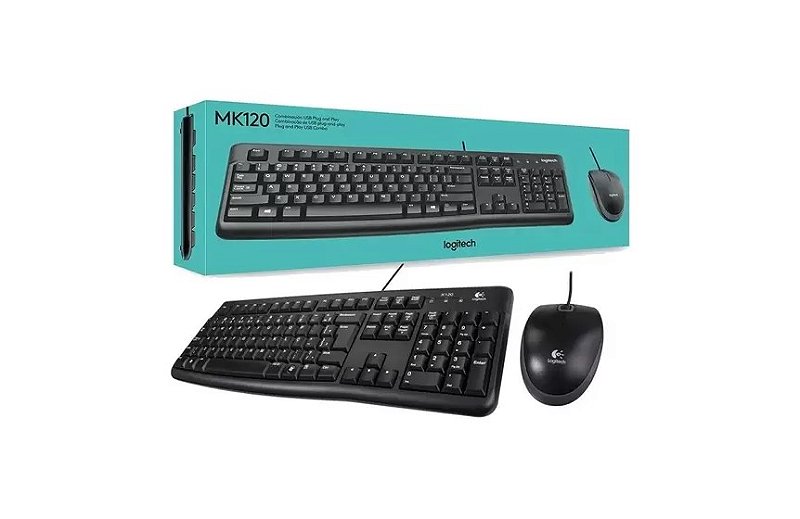 Combo Teclado e Mouse com fio USB Logitech MK120 - LIDERTECH SUPRIMENTOS PARA IMPRESSORAS