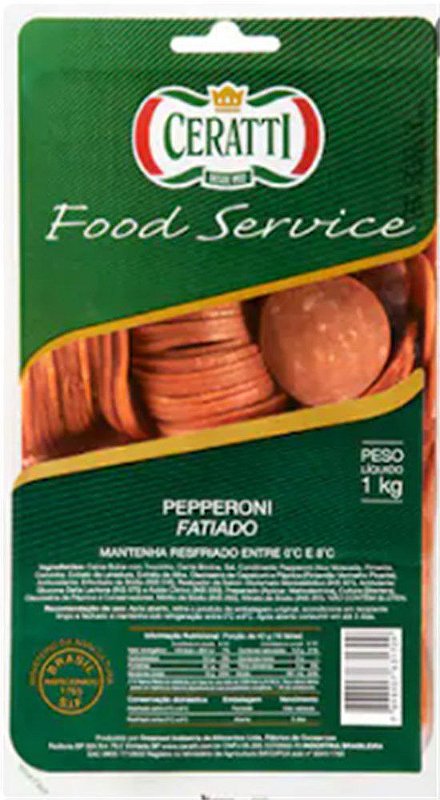 Pepperoni Fatiado Pacote 1 kg - Ceratti - Rara Distribuidora de Alimentos