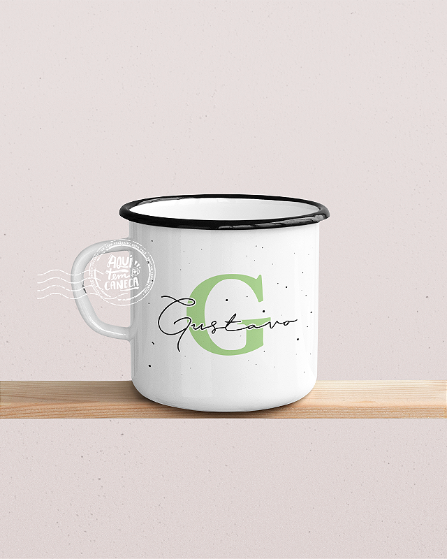 Caneca ágata esmaltada personalizada nome + frase - Aqui Tem Caneca ...