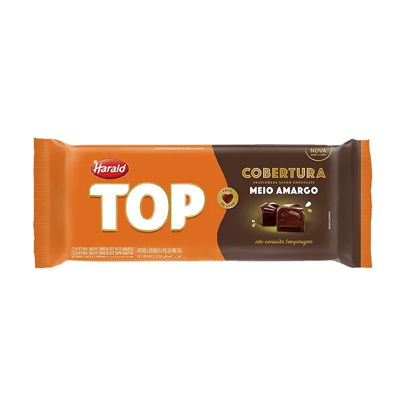 BARRA DE CHOCOLATE TOP HARALD MEIO AMARGO 1,01KG - Distribuidora Mattos