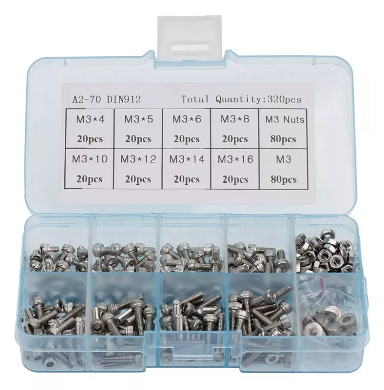 Kit parafusos Allen M3 com porcas - 300 unidades - Eletrônica Cuiabá