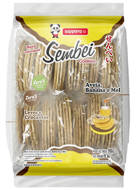 Biscoito Sembei Aveia Banana E Mel Sapporo Pacote 260G - Chiba Oriental