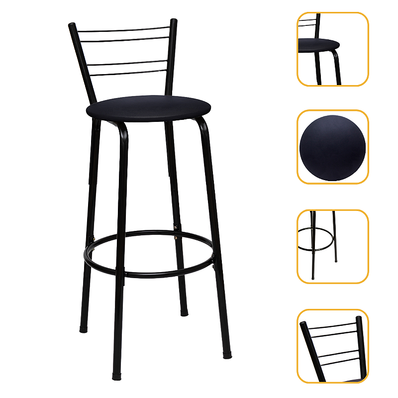 Banqueta Flórida Estrutura Preta Assento Preto Tamanho 70cm Toda ...