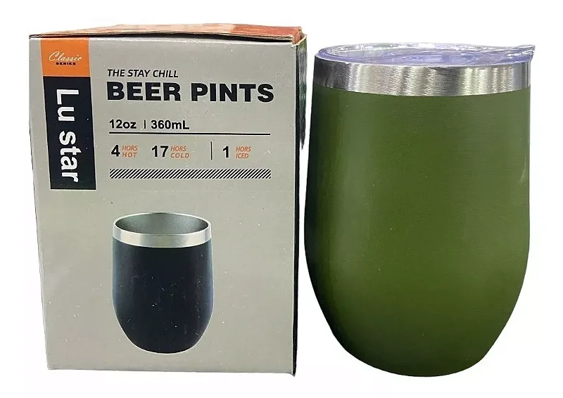 Copo Térmico Beer Pints com Tampa 360ML Cor Verde - Asqui Imports ...
