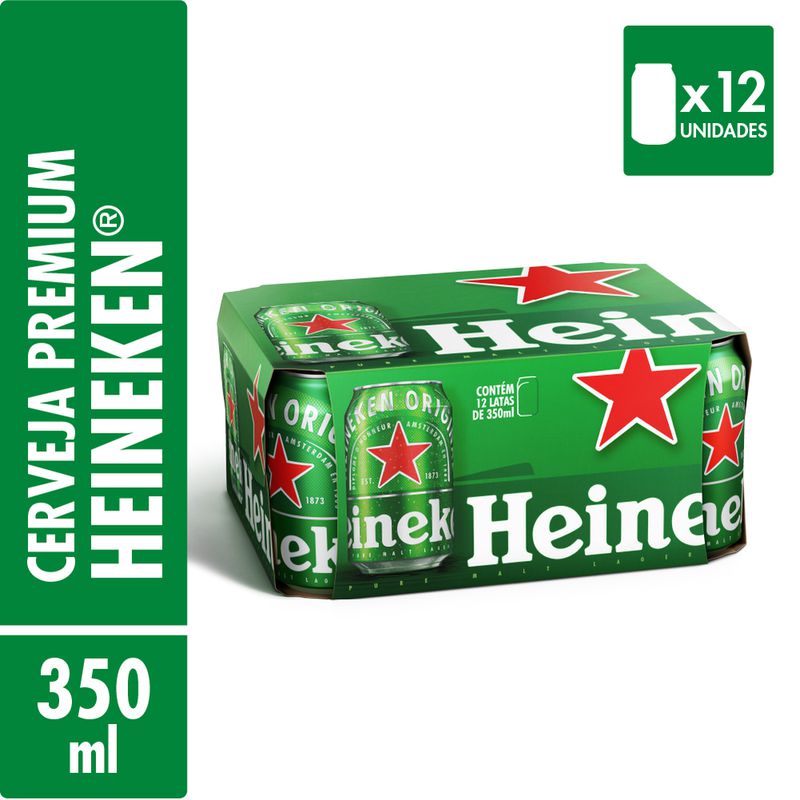 Pack 12un Cerveja Heineken Lata 350ml - Armazem Campineiro