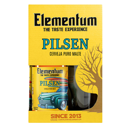 Kit Cerveja Elementum Pilsen 500ml + Copo - Armazem Campineiro