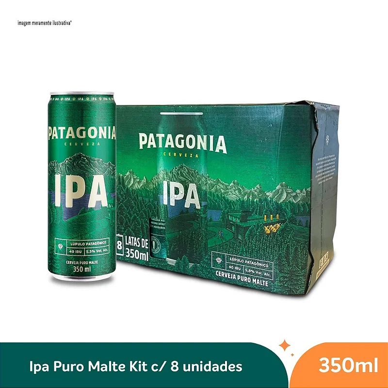 Pack 8un Cerveja Patagonia IPA Lata 350ml - Armazem Campineiro