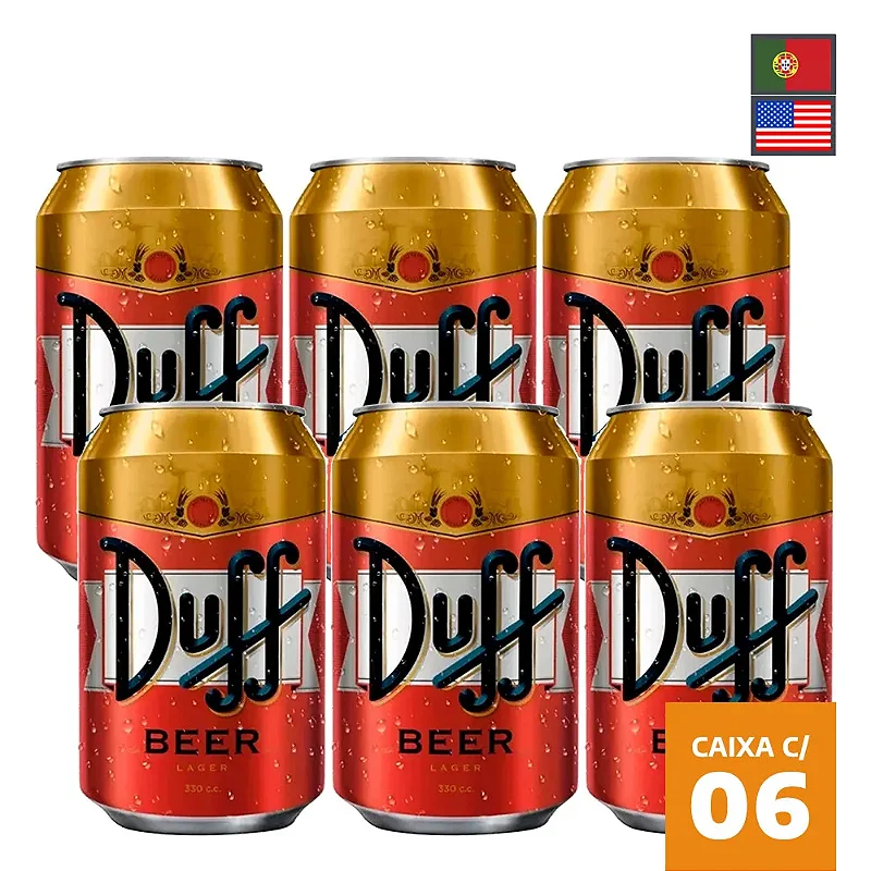 Pack 6un Cerveja Duff Beer Lager Lata 330ml - Armazem Campineiro