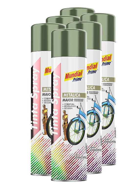 Tinta spray metálico verde 400ml mundial prime fardo c/6 - KBO Comércio ...