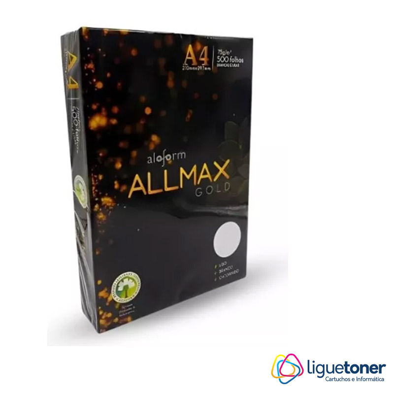 Papel A4 Branco 75 grs. 210x297 AllMax 1 rema com 500 folhas - Ligue Toner
