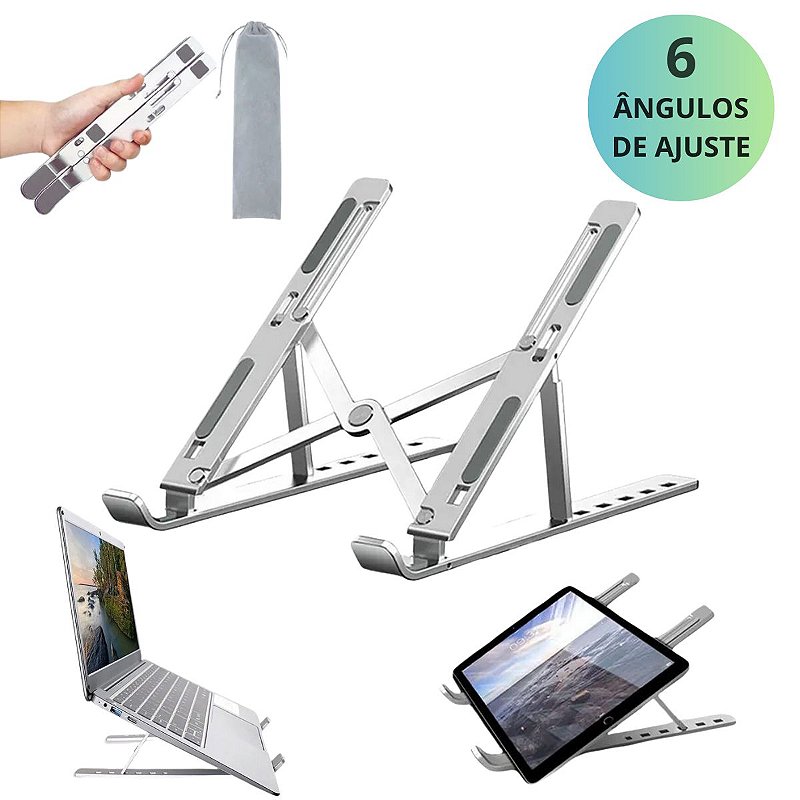 Suporte Base Para Notebook Dobrável de Alumínio Ergonômico Ajustável ...