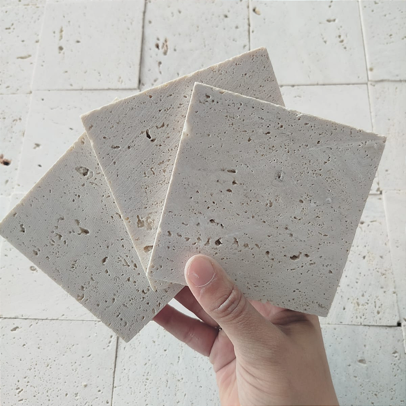 Travertino Bricks Importado 10x10 - Pedra Branca São Tomé