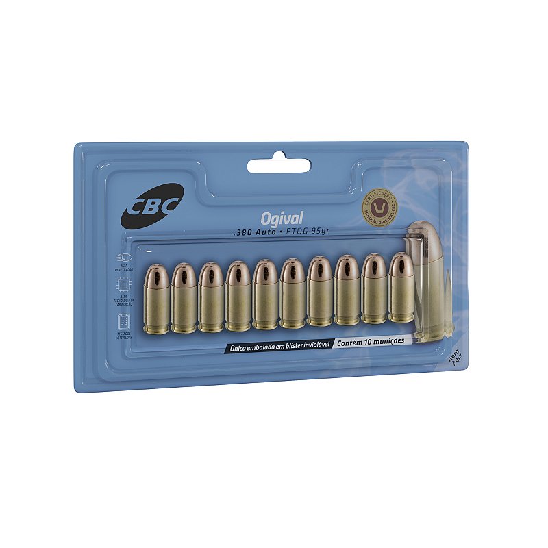Munição cbc .380 Auto Ogival - 95gr ETOG - Savage Armas e Munições