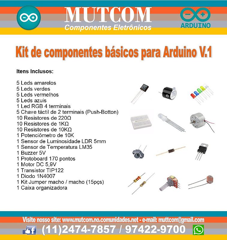 Kit de componentes básicos para Arduino V.1 - Mutcom Componentes