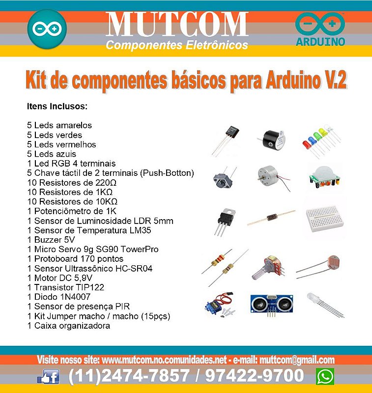 Kit de componentes básicos para Arduino V.2 - Mutcom Componentes