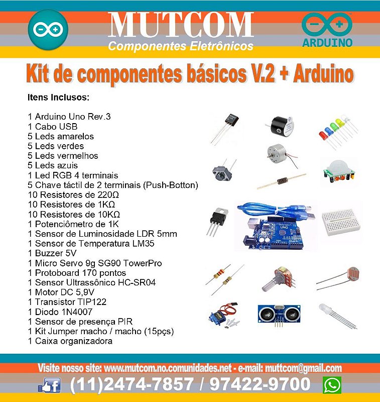 Kit De Componentes Básicos Para Arduino V 2 Arduino Uno Mutcom