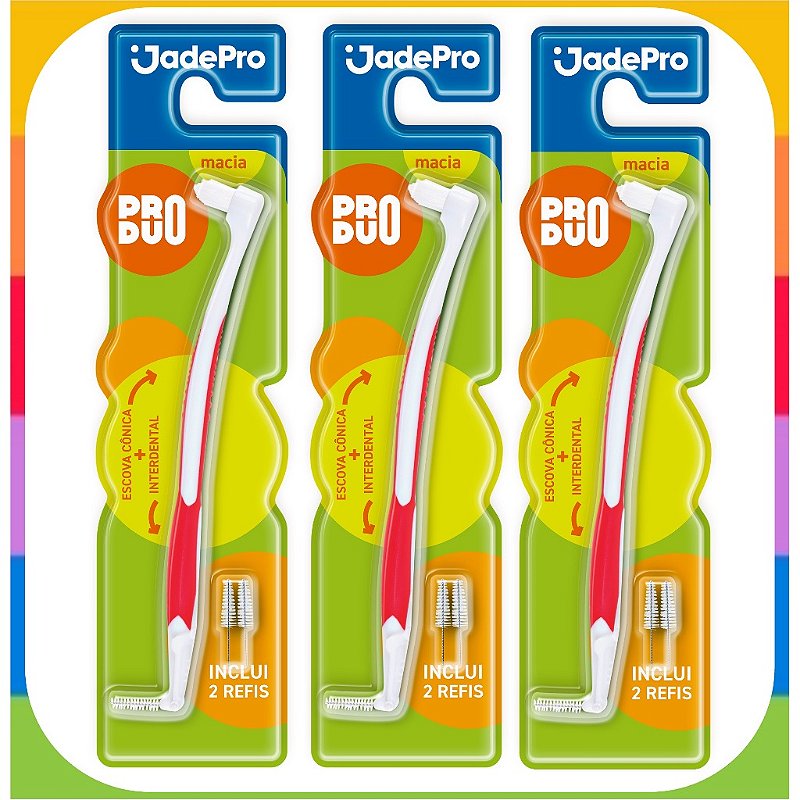 KIT de 3 Escovas de Dente Interdental JADEPRO + 6 Refis (escova cônica ...