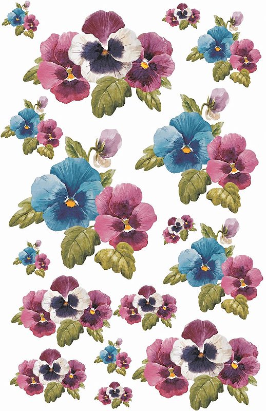 Decalque para Porcelana - Pansy Flower (flor amor perfeito) - Modelo 2 ...