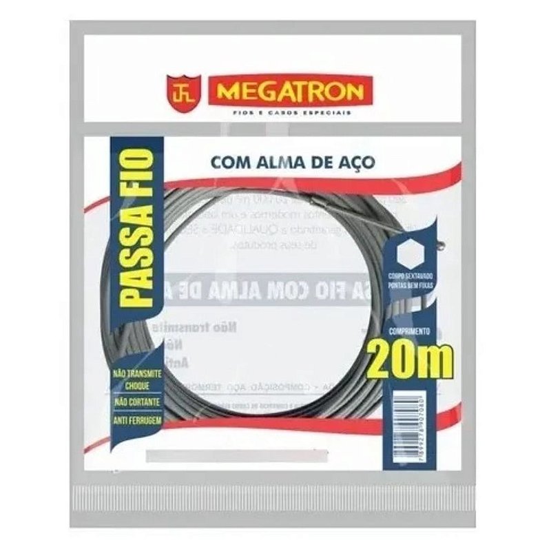 Guia Passa Fio 20 Metros Megatron Sonda Alma De Aço Passador - VM Armazém Guia Passa Fio 20 Metros Megatron Sonda Alma De Aço Passador - VM Armazém