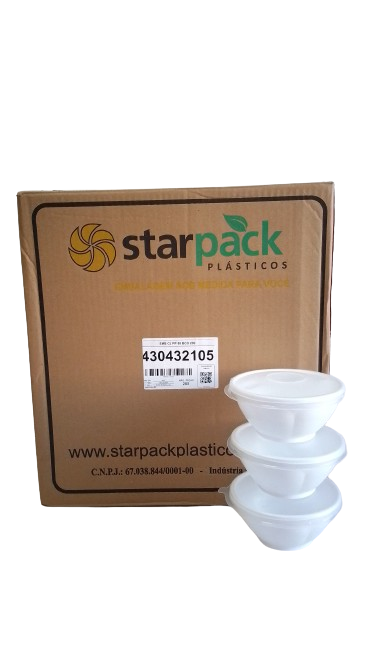 STARPACK POTE PP65 500 ML BRANCO C/200 UNID. CAIXA 430432105 - Macedo Embalagens