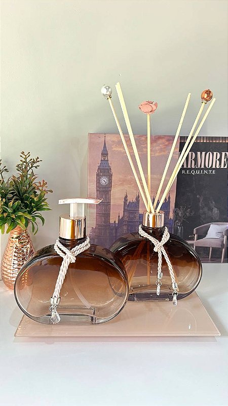 Aromatizador e Saboneteira Jolly Rose Gold Kit completo - KRC HOME DECOR